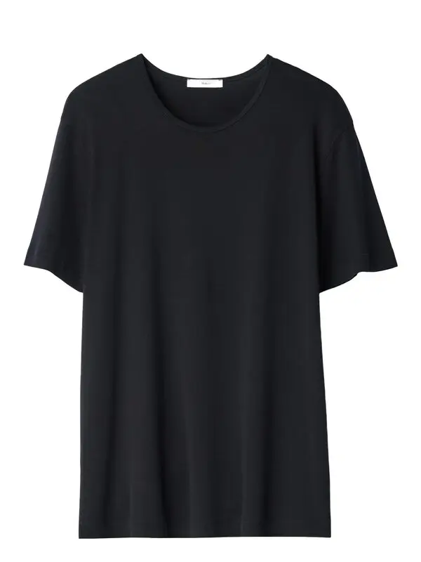 LEMAIRE Scoop-neck T-shirt In Ribbed Jersey - Black