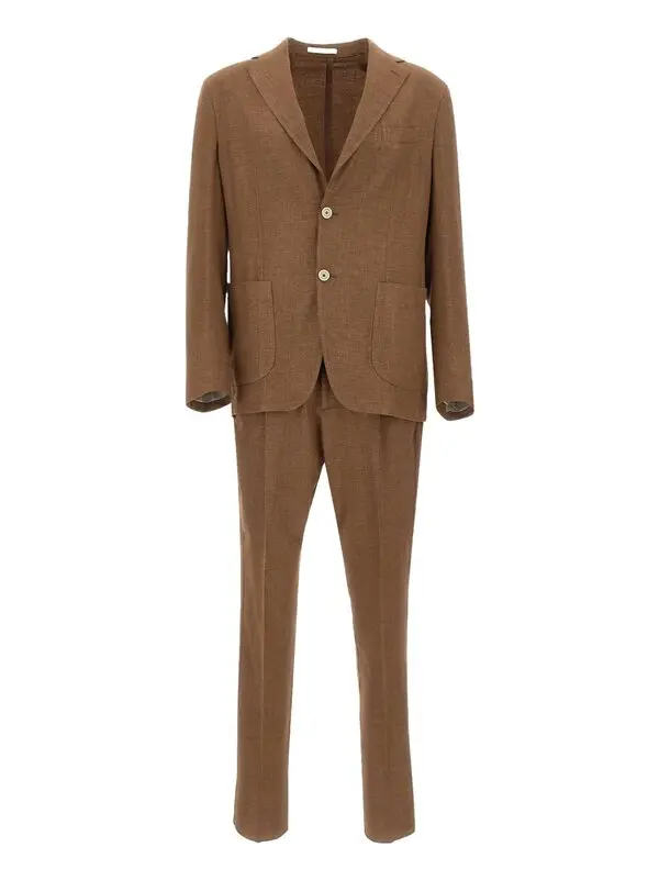 Eleventy Single-breasted Patch-pocket Suit - Brown