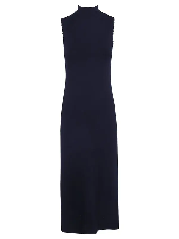 TWINSET Sleeveless High-neck Knit Dress With Scalloped Crochet Lace - No