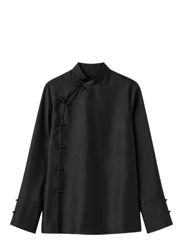 RÓHE Pankou Closure Top With Mandarin Collar And Long Sleeves - Black