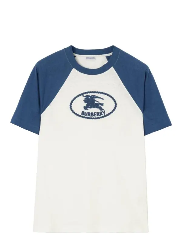 Burberry Knight Stamp Cotton Raglan T-shirt - Sea Shell White