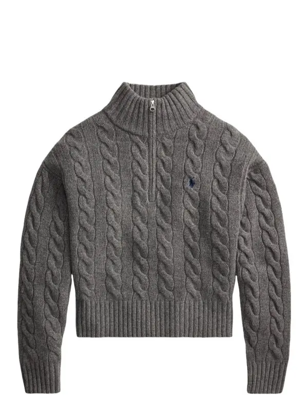 Polo Ralph Lauren Cable-knit Quarter-zip Sweater - Black