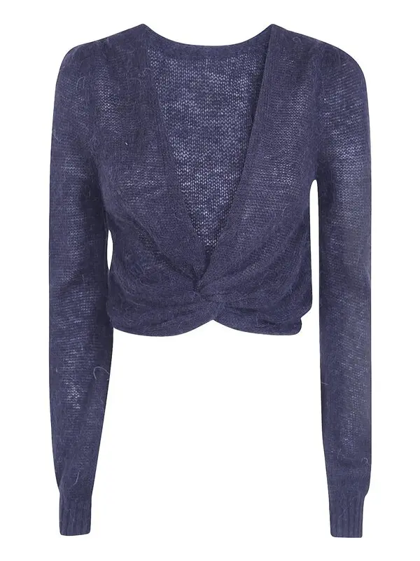 TWINSET Reversible Double Knit Top With V-neck And Round Neck - Blue