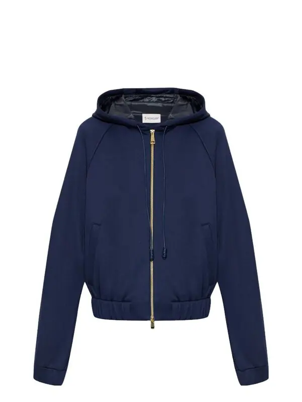 Moncler Long Sleeve Zip Up Hooded Sweatshirt - Navy Blue