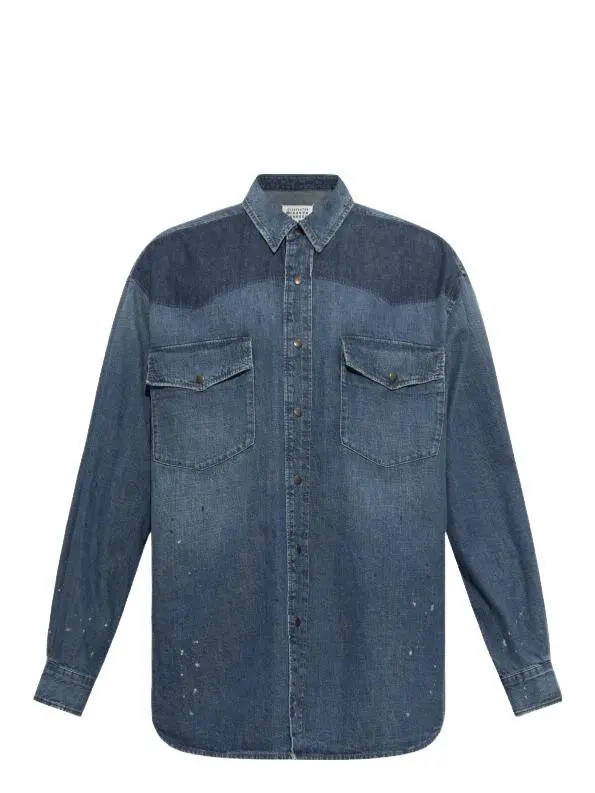 MAISON MARGIELA Long-sleeved Denim Shirt - Navy Blue