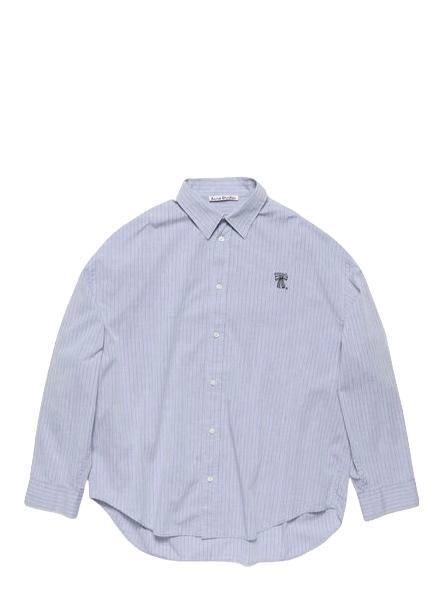 Acne Studios Striped Long-sleeve Shirt With Embroidered Bow Detail - Blue/black