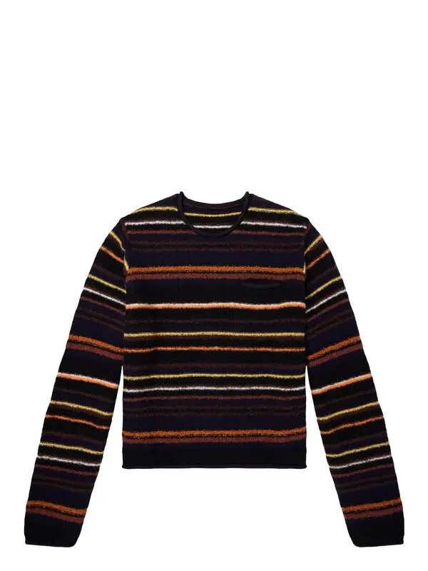 Sacai Striped Wool-blend Pullover - Black