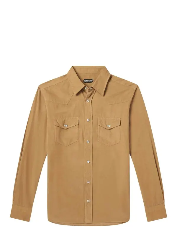 TOM FORD Slim-fit Cotton-corduroy Shirt - Tan