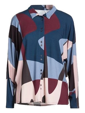 Majestic Filatures Multicolor Viscose Elastane Long Sleeve Shirt - Blue