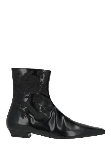 RAS Leather Embroidered Ankle Boots - Black