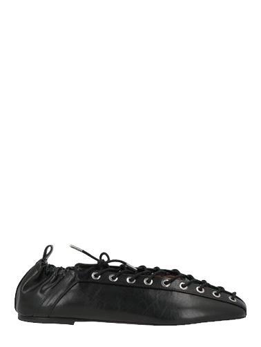 GANNI Ballet Flats With Lace-up Detailing - Black