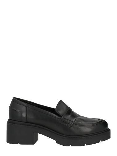 CARLA G. Leather Loafers With Block Heel - Black
