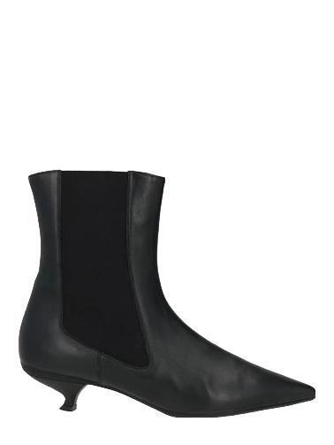 CARLA G. Leather Pointed Toe Spool Heel Chelsea Boots - Black