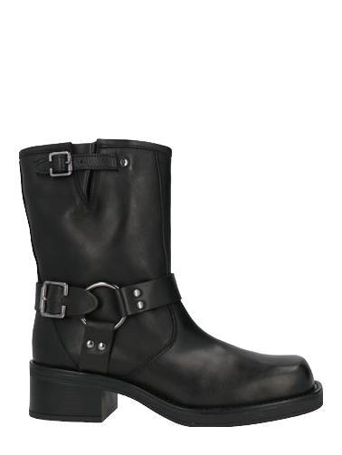 CARLA G. Calfskin Ankle Boots With Buckle Detailing - Black