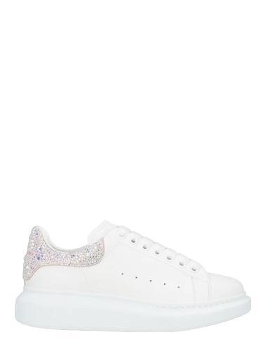 Alexander McQueen Leather Low Top Sneakers With Crystal Embellishments - White