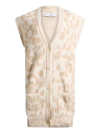 PAOLO PECORA Sleeveless Leopard Print Cardigan - Beige