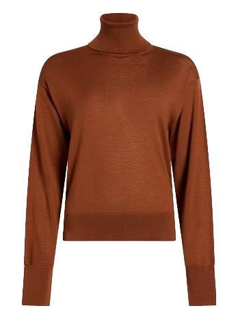 DANIELE FIESOLI Merino Wool Turtleneck With Side Slit - Brown