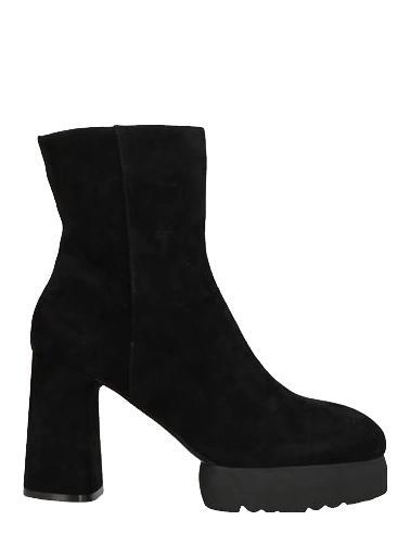 JEANNOT Suede Ankle Boots With Block Heel - Black