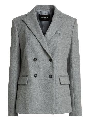 Fabiana Filippi Double-breasted Blazer In Virgin Wool Blend - Grey