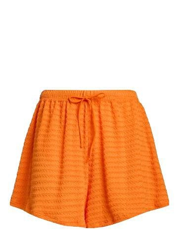 ME FUI Textured Drawstring Waist Shorts - Orange