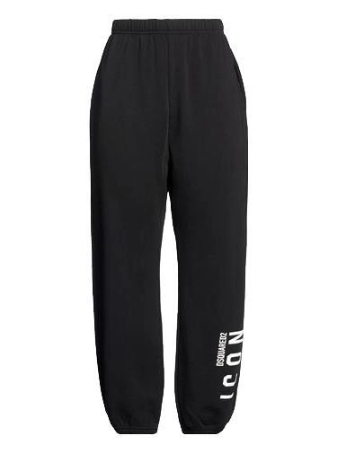 Dsquared2 Cotton Fleece Track Pants With Print - Black