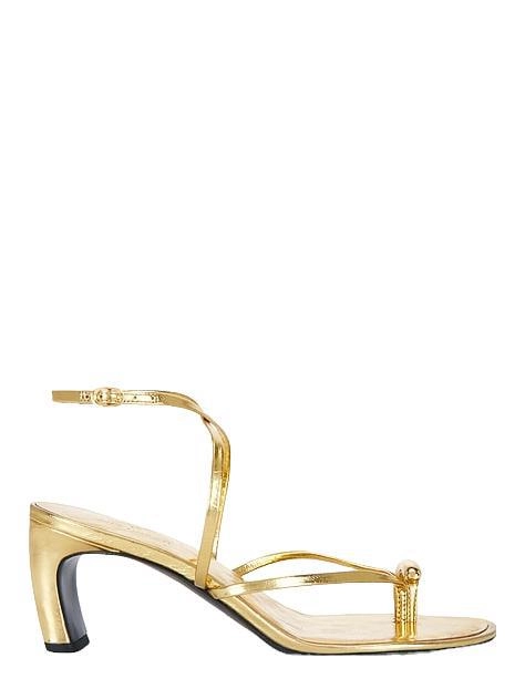 Tory Burch Metallic Gold Strappy Heel Sandal - Gold Leaf