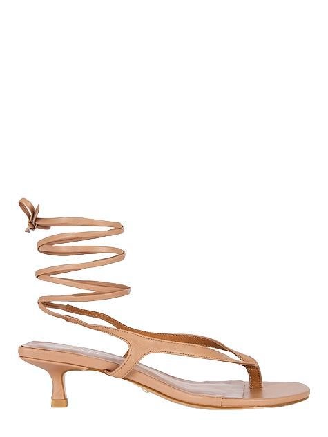 Raye Lace-up Kitten Heel Sandals - Dark Nude