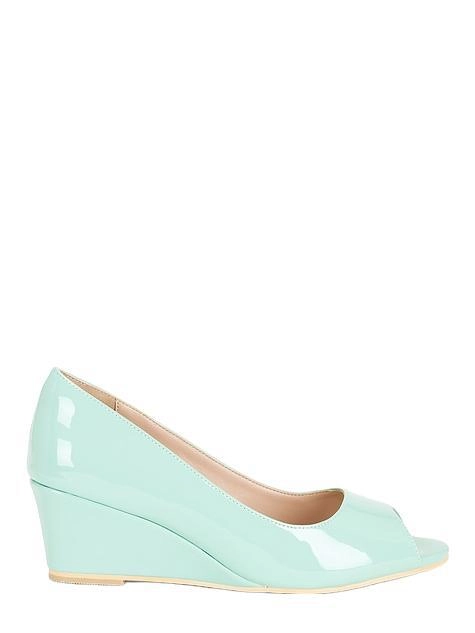 NIIHAI Open Toe Vinyl Mule Wedge - Ice
