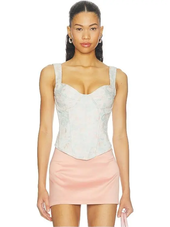 Lioness Roma Jacquard Corset Top - Soft Blue