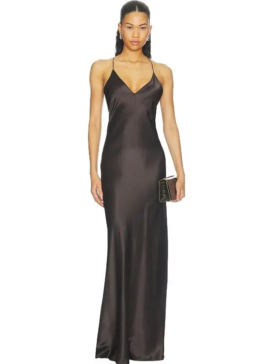 NILI LOTAN Ira Gown - Chocolate Brown
