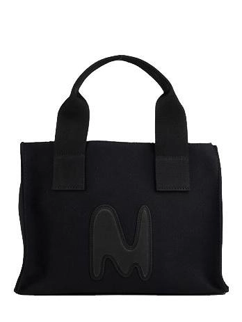 MSGM Canvas Shopper Bag With Appliqué Logo - Black