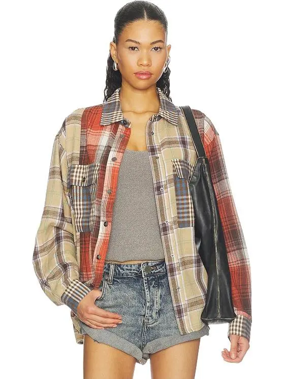 ONETEASPOON Essential Patchwork Flannel Shirt - Natural Check