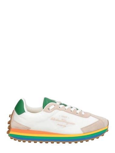 FERRAGAMO Low-top Sneakers In Suede And Textile Fibers - White