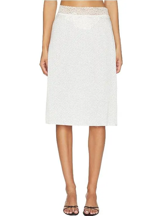 Frankies Bikinis Silk Midi Skirt - French Pearl