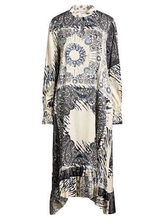 SHIRTAPORTER Multicolor Print Midi Dress With Ruffles - Blue