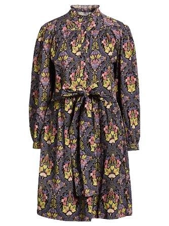 Antik Batik Floral Print Cotton Mini Dress - Black