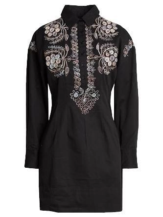Antik Batik Embroidered Poplin Mini Dress - Black