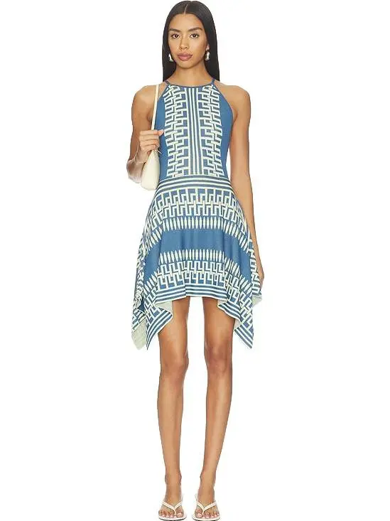 Misa Jansen Mini Dress - Aegean Geometry Blue