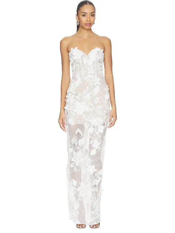 BRONX BANCO Dahlia Strapless Maxi Dress - White