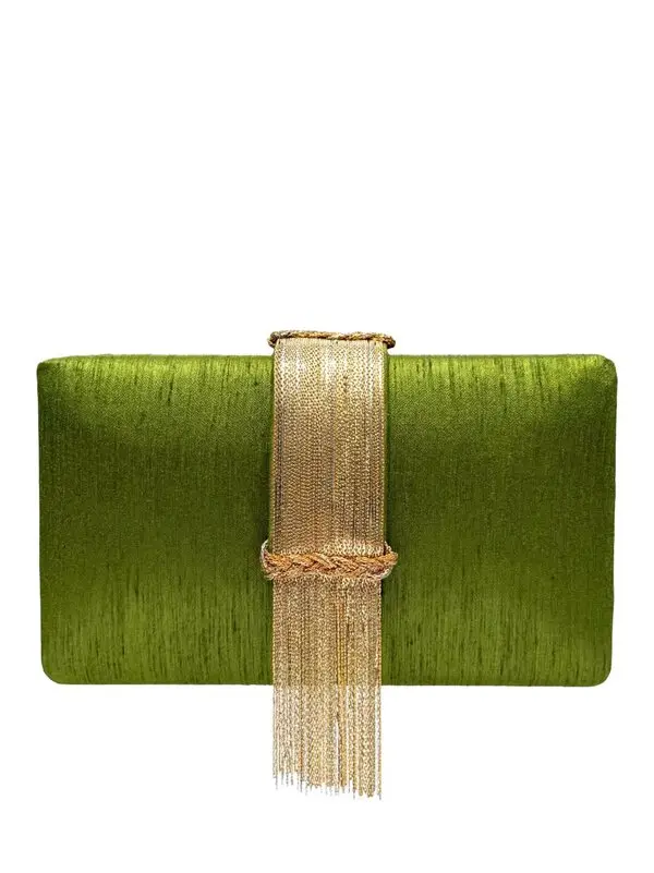 SIMITRI Olive Fringe Clutch - Green