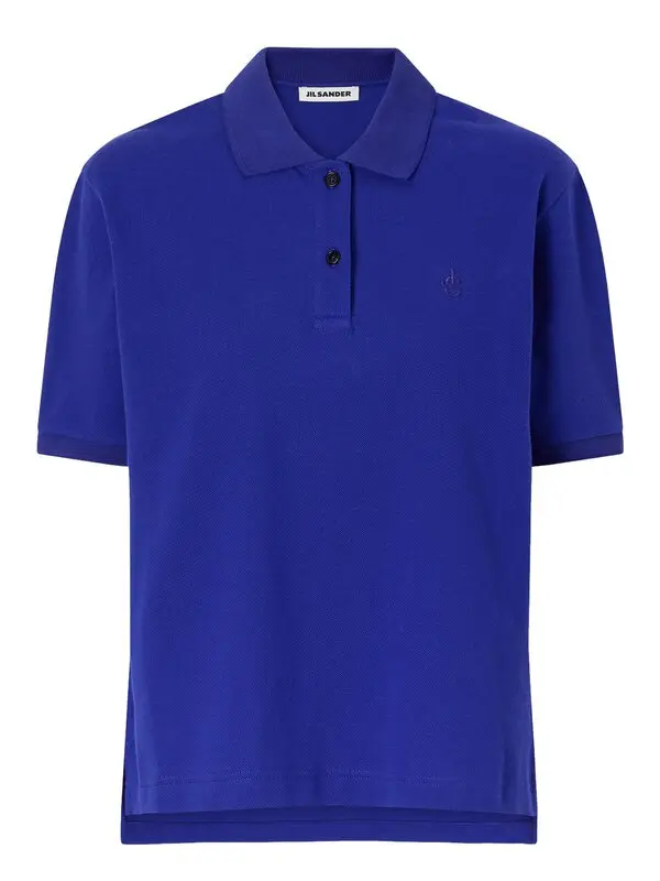 JIL SANDER Logo-embroidered Cotton-piqué Polo Shirt - Cobalt Blue