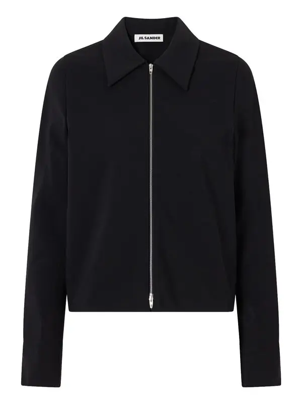 JIL SANDER Cropped Zip-up Shell Jacket - Black