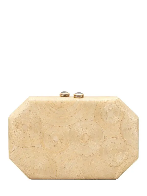 SILVIA FURMANOVICH Octagonal Shaped Wooden Clutch - Neutral
