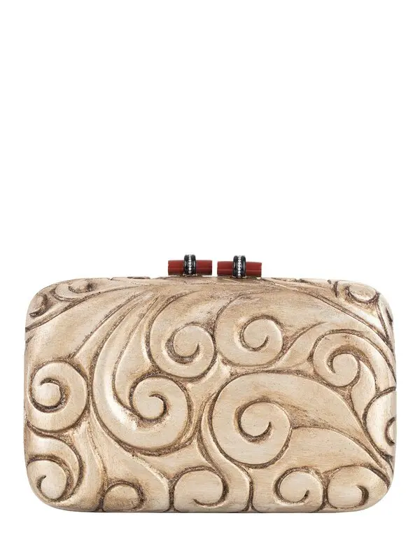 SILVIA FURMANOVICH 18k Yellow Gold Rectangular Wooden Clutch With Diamond, Red Jasper And Ceramic - Neutral