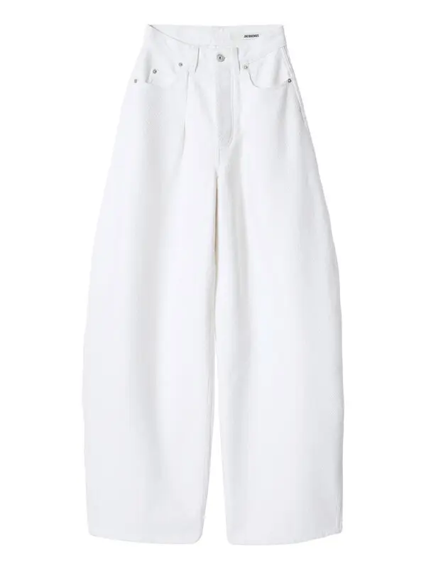 Jacquemus Ovalo Mid-rise Barrel-leg Jeans - White