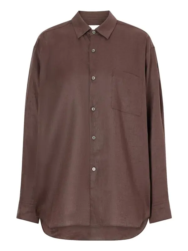 SSSTEIN Oversized Linen Shirt - Brown