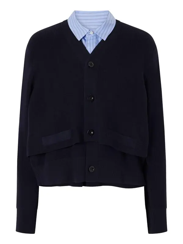 Sacai Cotton-poplin Cardigan - Navy