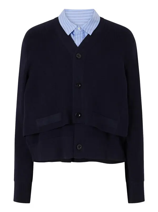 Sacai Cotton-poplin Cardigan - Navy