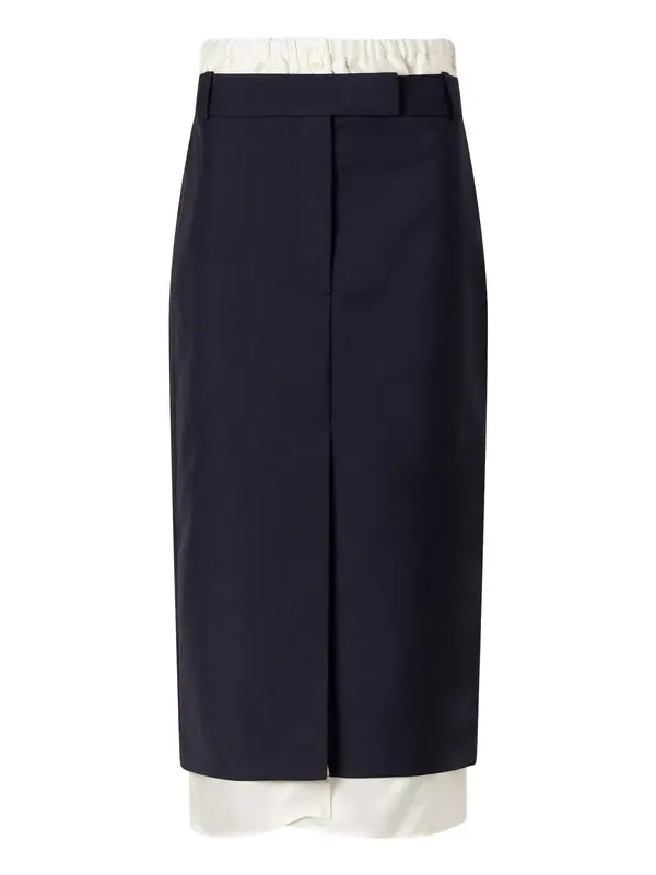 RÓHE Ruched Wool And Mohair-blend Midi Skirt - Navy