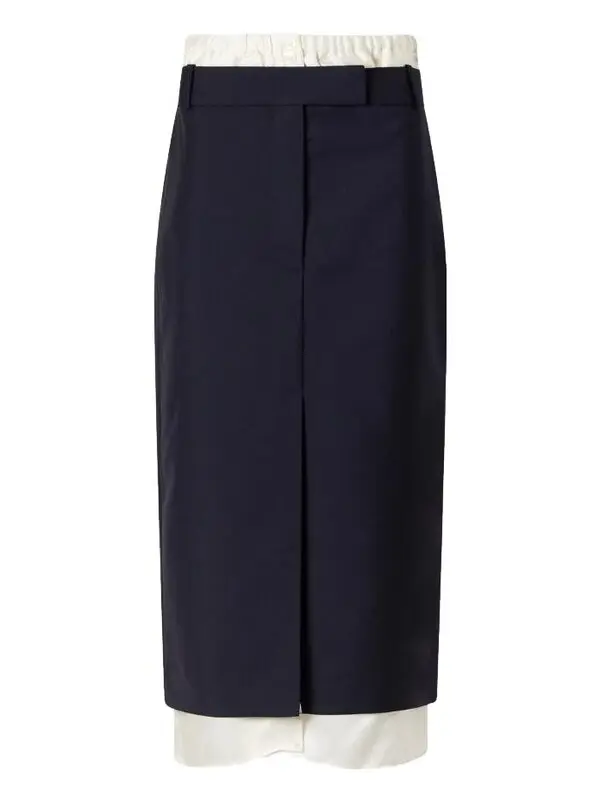 RÓHE Ruched Wool And Mohair-blend Midi Skirt - Navy